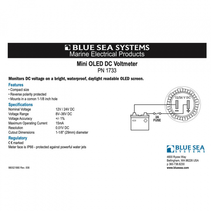 Bluesea Blue Sea OLED mini voltmätare | Marinsystem